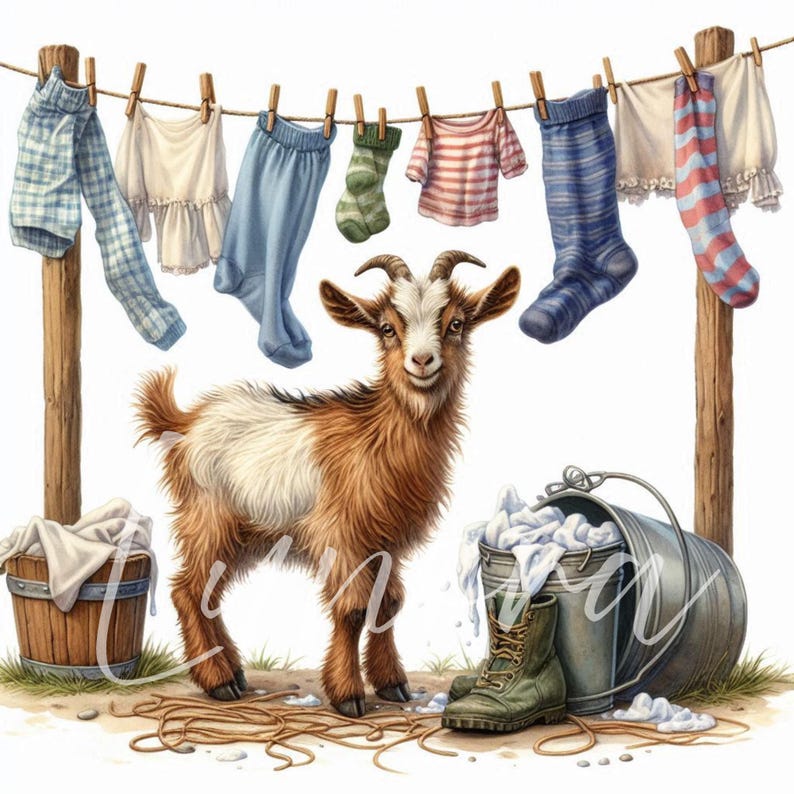 Funny Farm Goat Clipart Set of 10 Silly Watercolor Jpgs High Quality ...