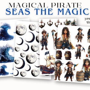 Magical Little Pirate Ephemera Bundle Digital Collage Book Whimsical ...