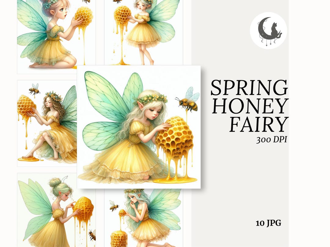 Honey Spring Fairy Watercolor Clipart Set of 10 High Quality 300 DPI ...