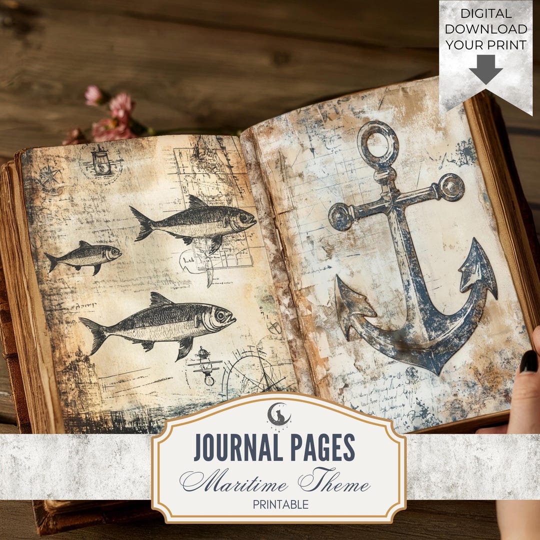 Maritime Fisherman Coastal Junk Journal Pages Set of 20 Printable 300 ...