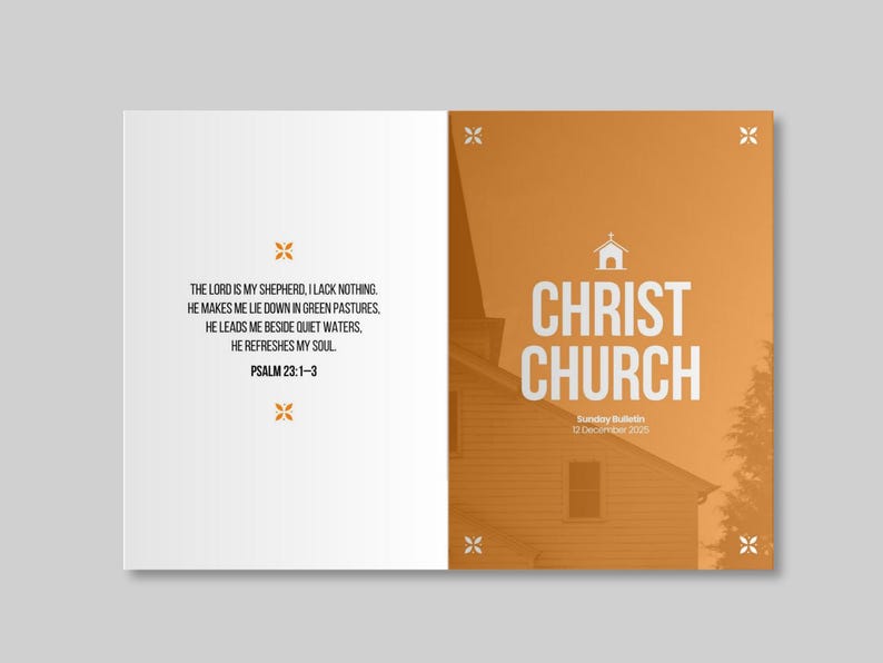 Vibrant Minimal Church Bulletin | Editable Canva Bifold Template - Etsy