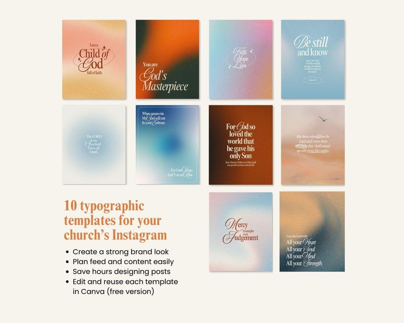 Bible Verse Instagram Templates: Church Social Media (canva, Digital ...