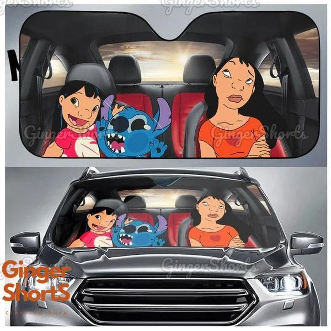 Funny Lilo & Stitch Car Sun Shade, Stitch Car Decoration, Disney ...