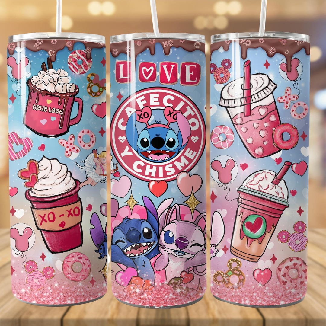 Stitch and Angel Skinny Tumbler, XOXO Disney Coffee 20oz Slim Tumbler ...