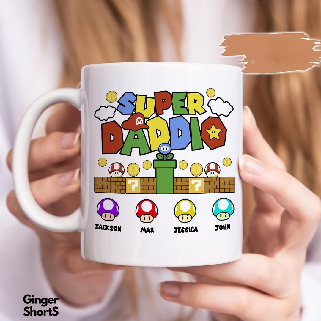 Custom Super Daddio Mario Mug, Ceramic Super Mario Custom Name Mug ...