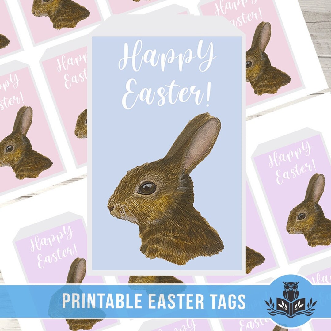 Printable Easter Bunny Gift Tags, Happy Easter Gift Tags, Easter ...