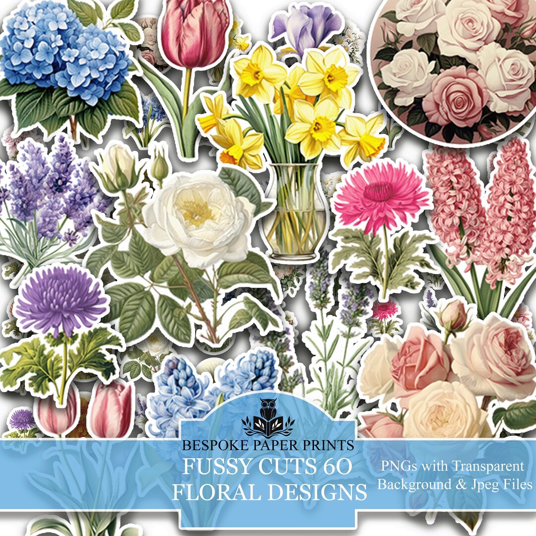 Printable Junk Journal, Flowers, Fussy Cuts, Floral, Junk Journal ...