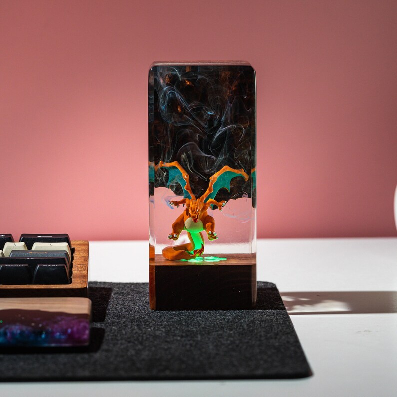 Custom Fire Charizard Resin Lamp, Personalized Diorama Night Light for ...