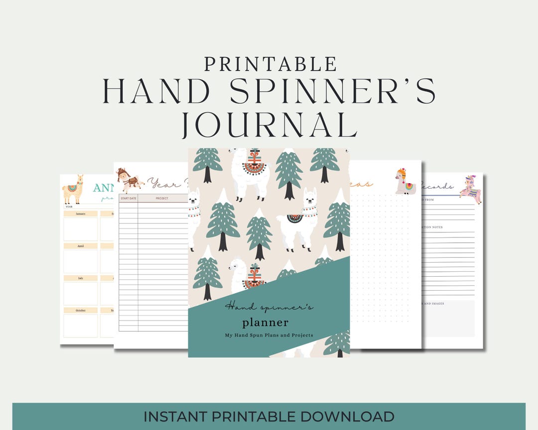 Printable Hand Spinner's Planner, Alpaca Theme (PDF Download) - Etsy