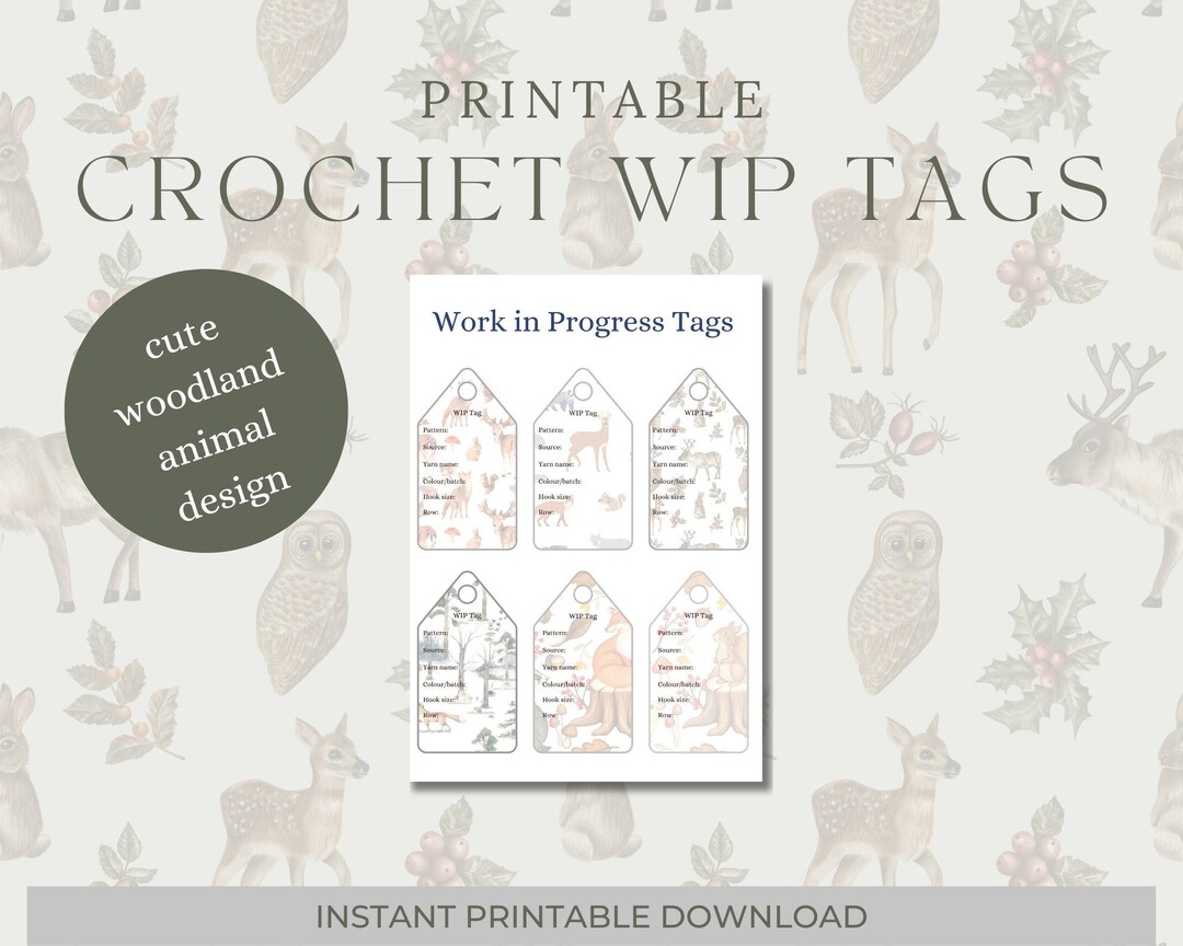 Printable Crochet Work in Progress Tags, Crochet Work in Progress Tags ...