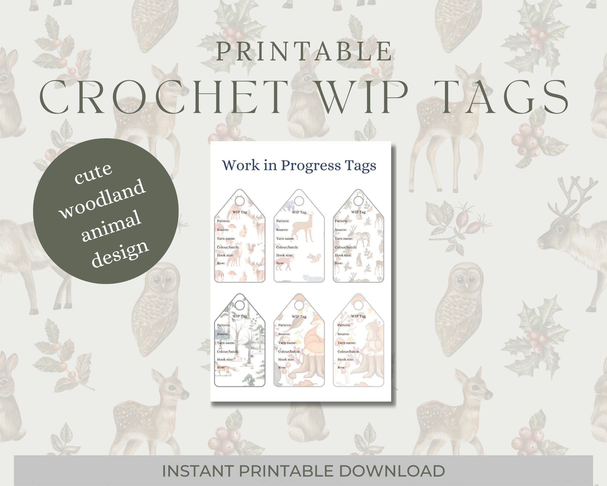 Printable Crochet Work in Progress Tags, Crochet Work in Progress Tags ...