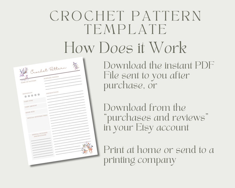 Printable Crochet Pattern Planner Template, Crochet Pattern Template ...