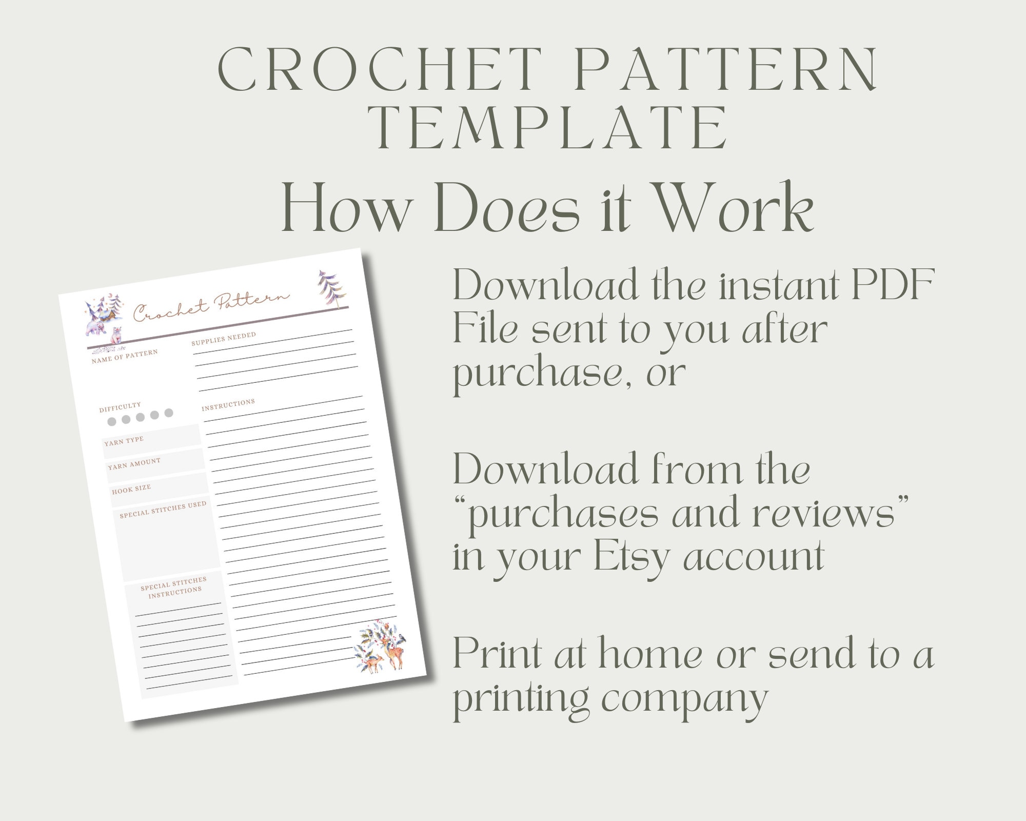Printable Crochet Pattern Planner Template, Crochet Pattern Template ...