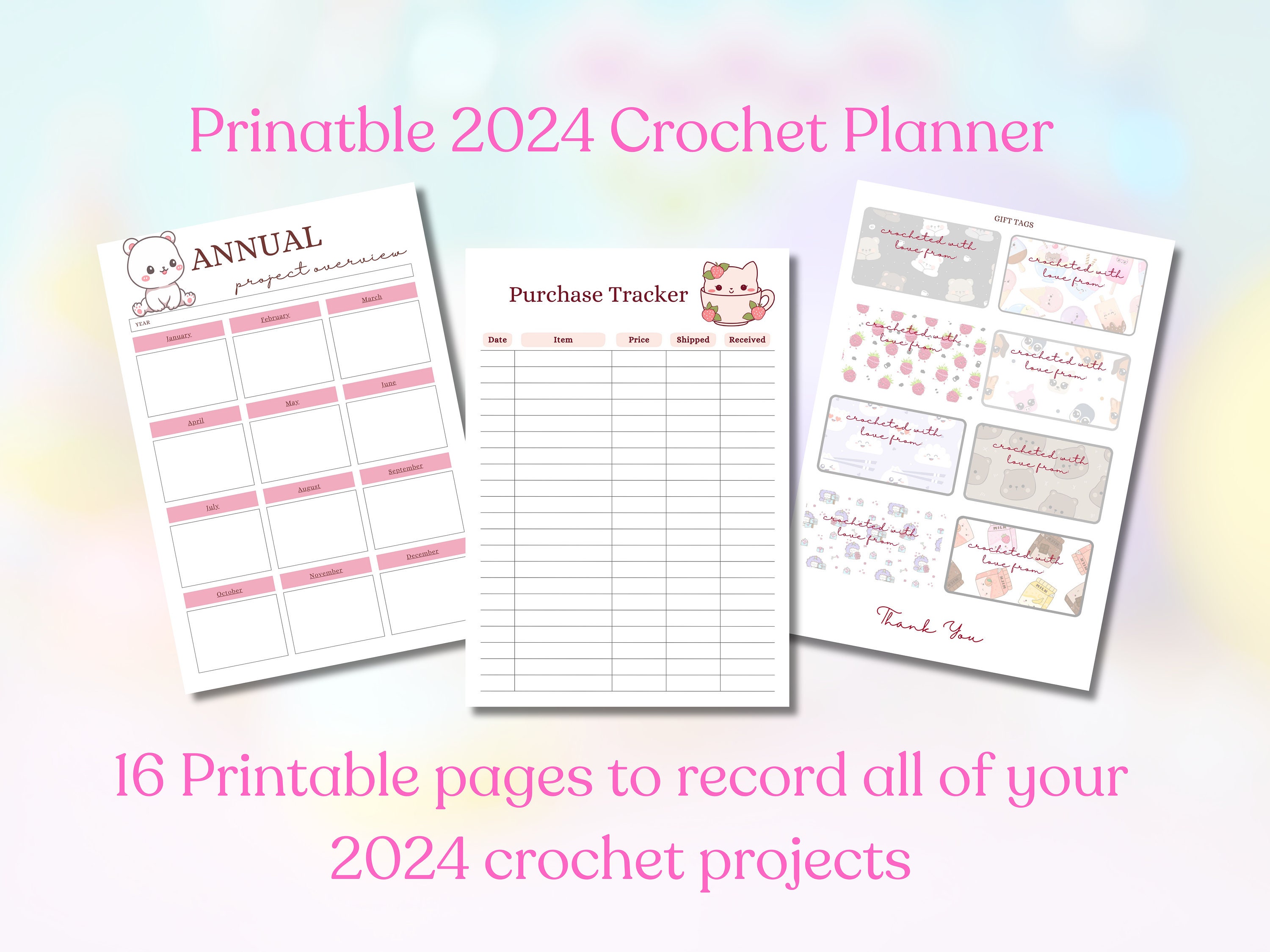 Printable Amigurumi Crochet Planner, Downloadable Crochet Planner ...