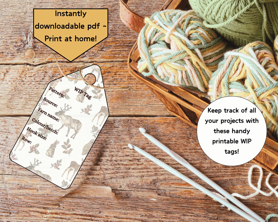 Printable Crochet Work in Progress Tags, Crochet Work in Progress Tags ...