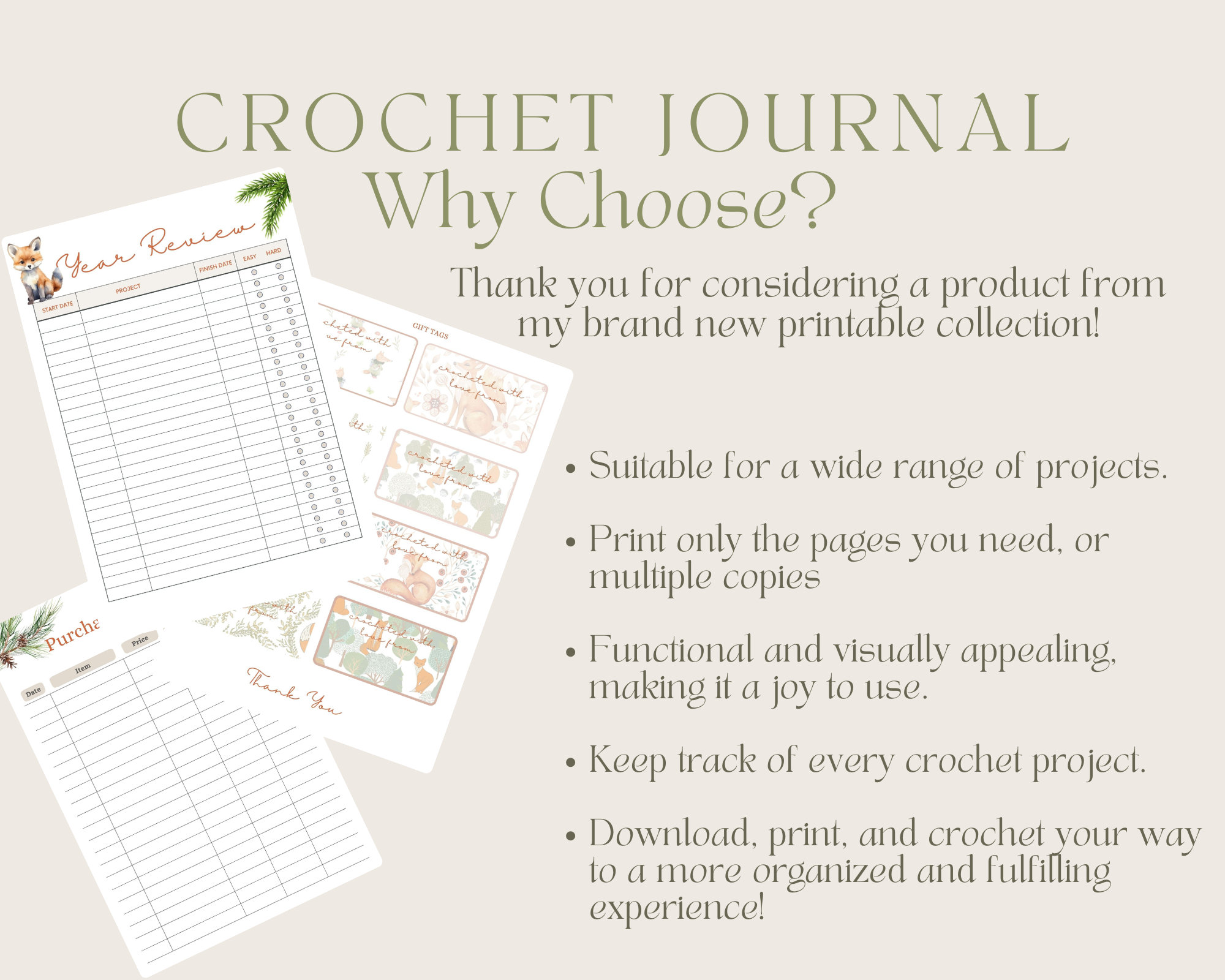 Printable Crochet Project Planner, Crochet Journal, Planner, Crochet ...