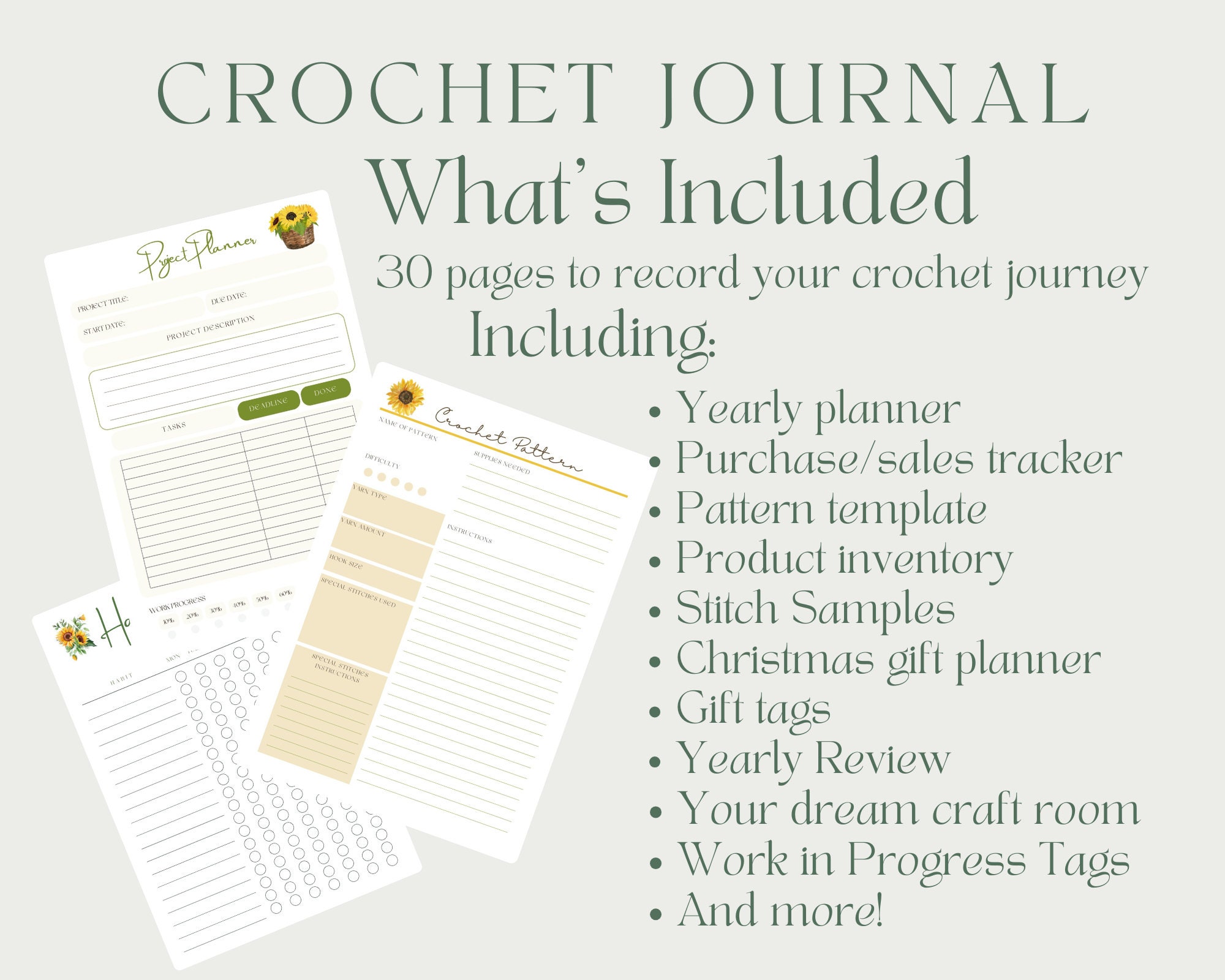 Printable Crochet Project Planner, Crochet Journal, Crochet Planner ...