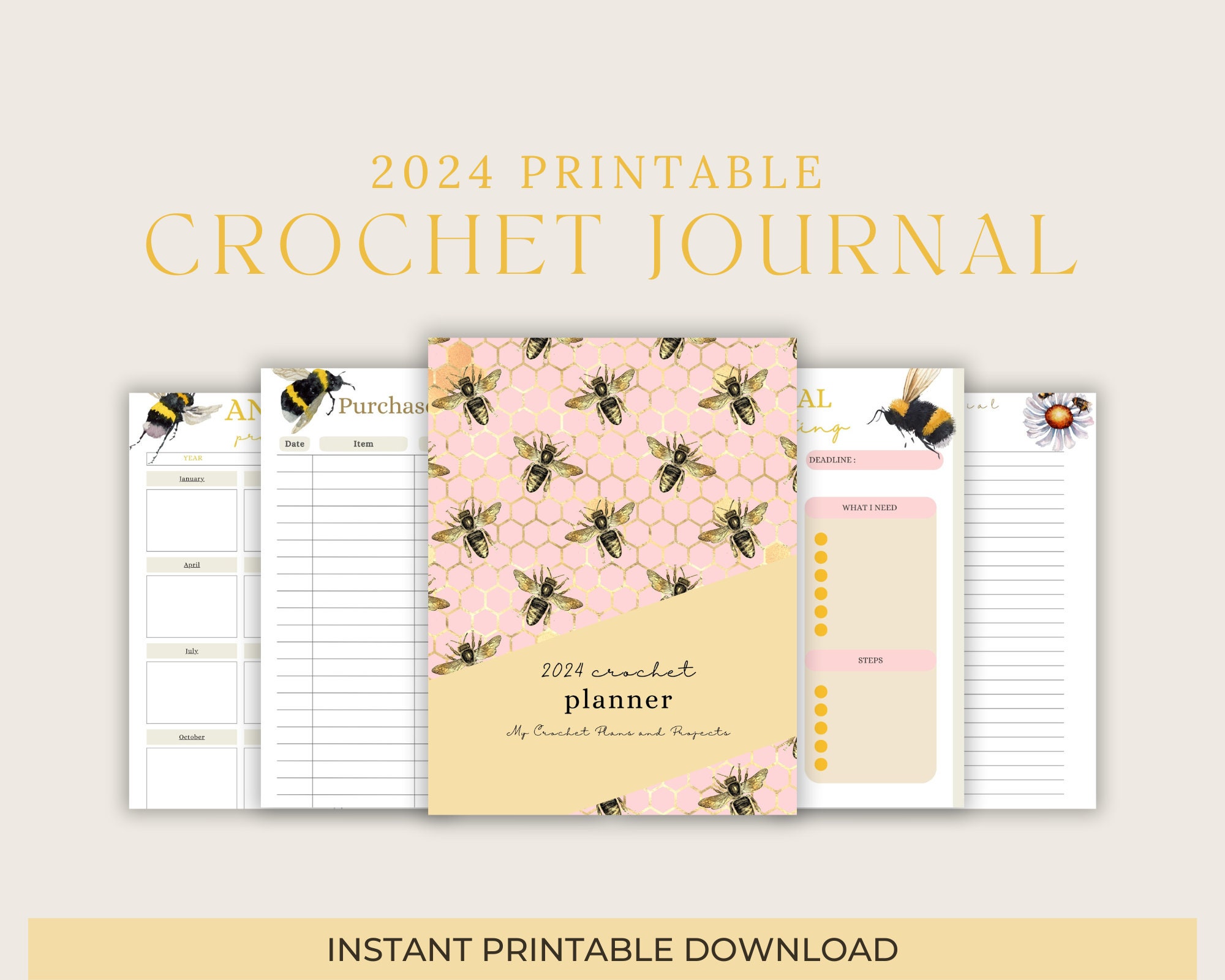 2024 Printable Crochet Project Planner, Crochet Journal, Crochet ...