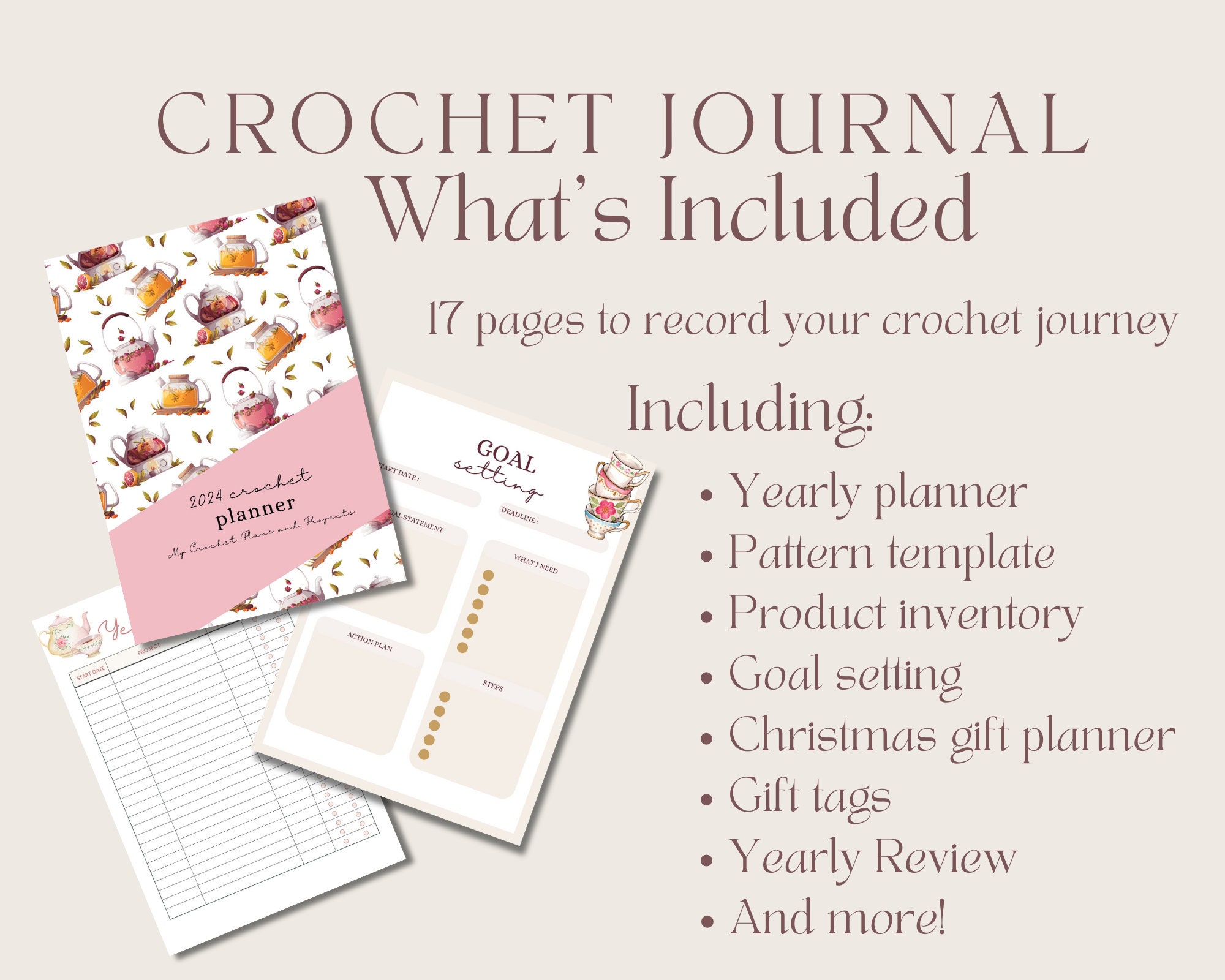 2024 Printable Crochet Project Planner, Crochet Journal, Crochet ...