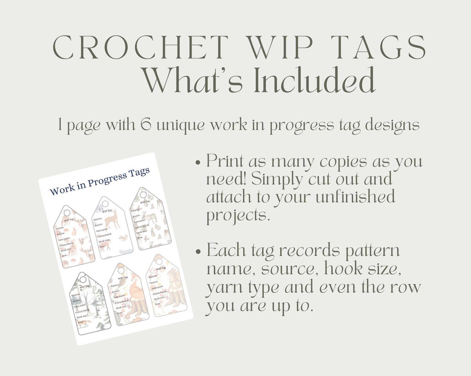 Printable Crochet Work in Progress Tags, Crochet Work in Progress Tags ...