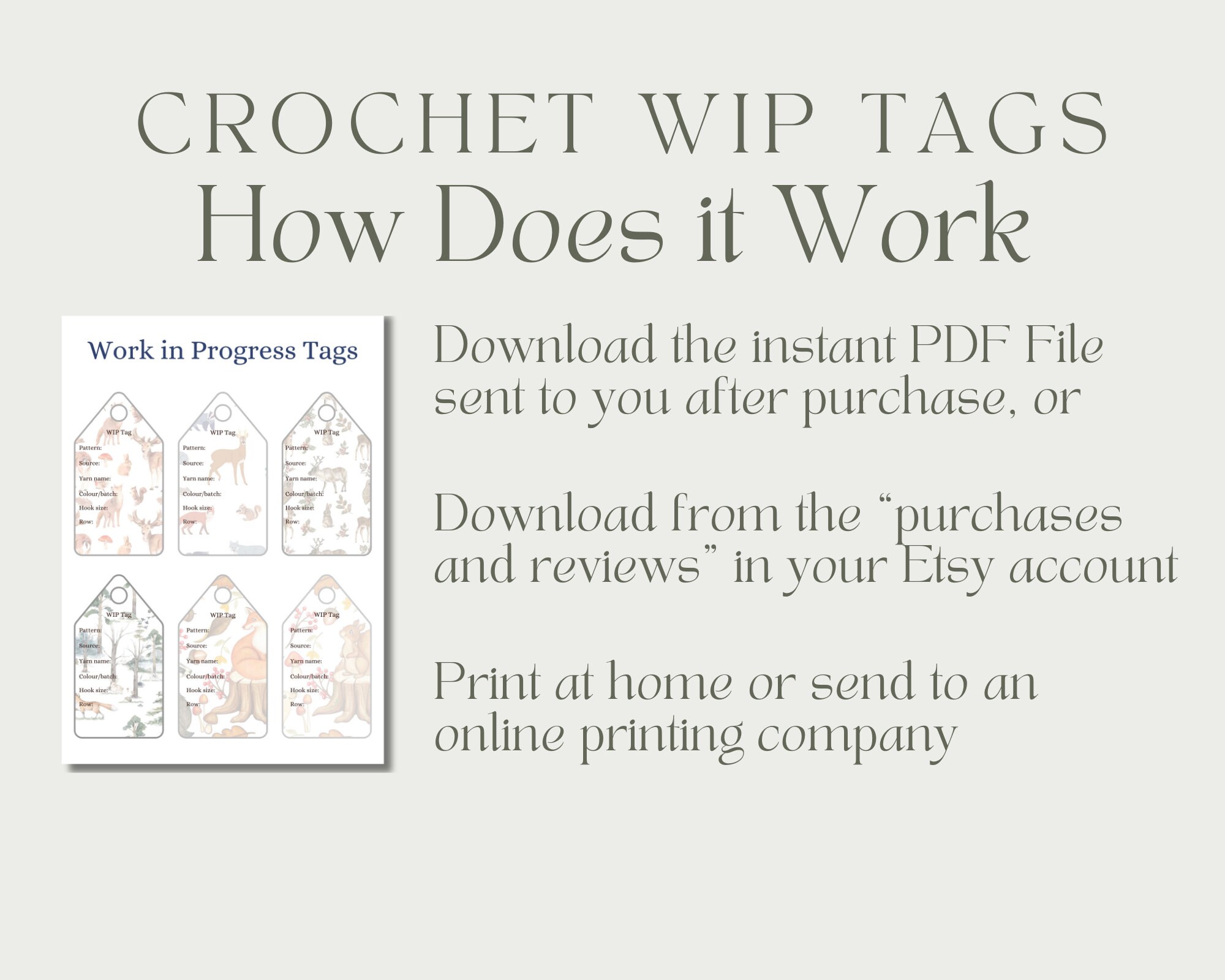 Printable Crochet Work in Progress Tags, Crochet Work in Progress Tags ...