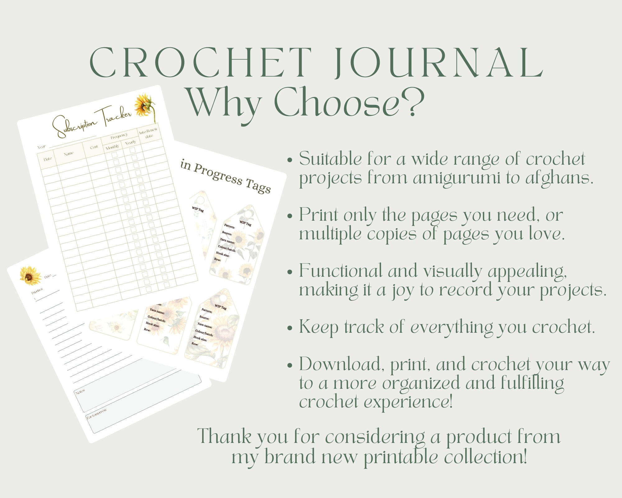 Printable Crochet Project Planner, Crochet Journal, Crochet Planner ...