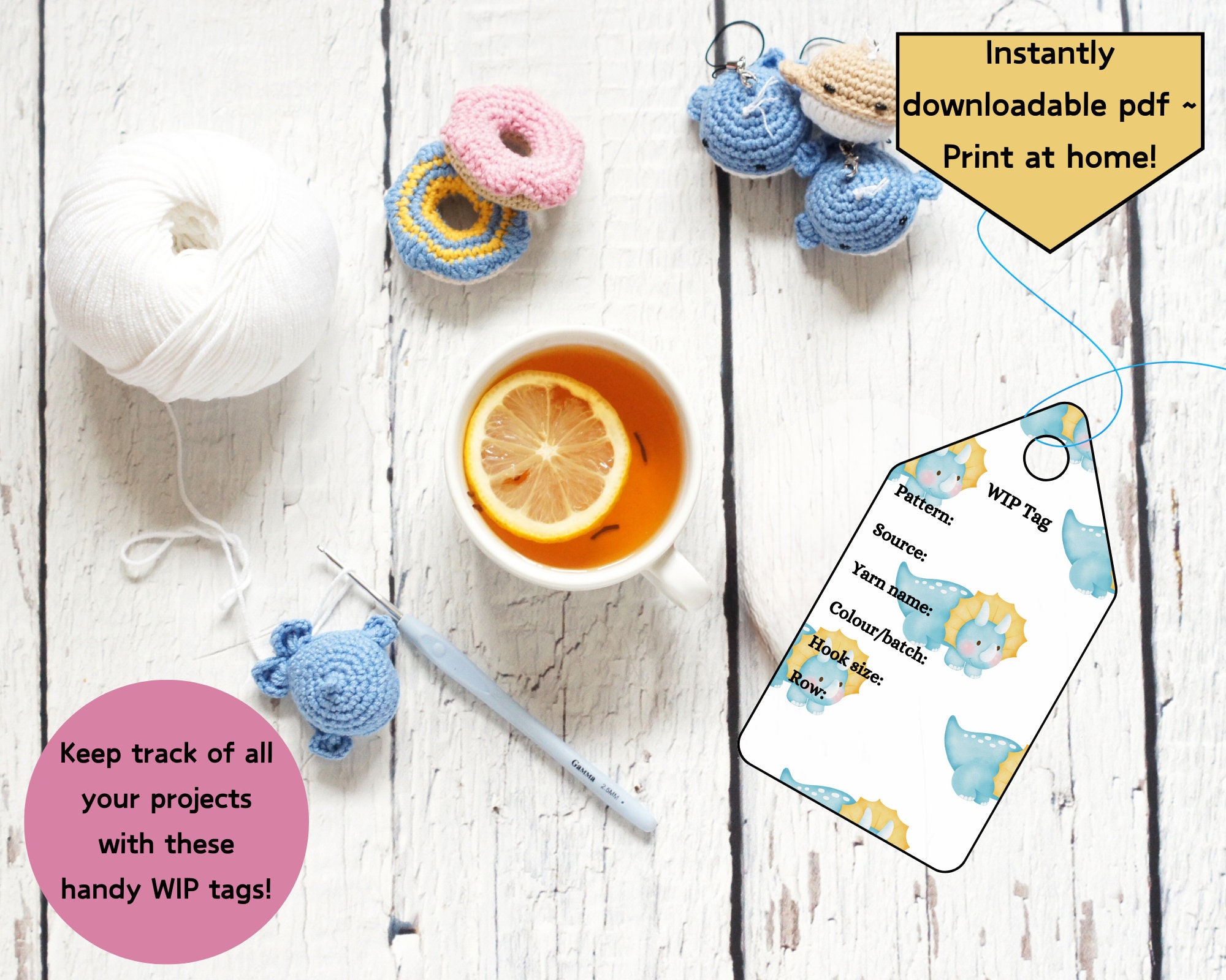 Printable Crochet Work in Progress Tags, Crochet Work in Progress Tags ...