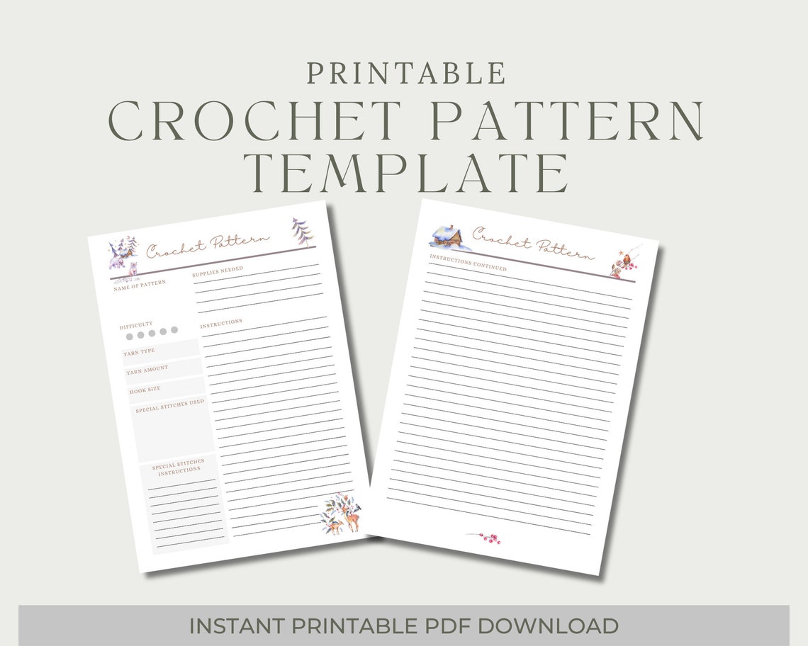 Printable Crochet Pattern Planner Template, Crochet Pattern Template ...