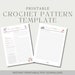 Printable Crochet Pattern Planner Template, Crochet Pattern Template ...