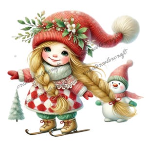Christmas Gnome Clipart, Winter Sports Clipart, Digital Download, Cute ...
