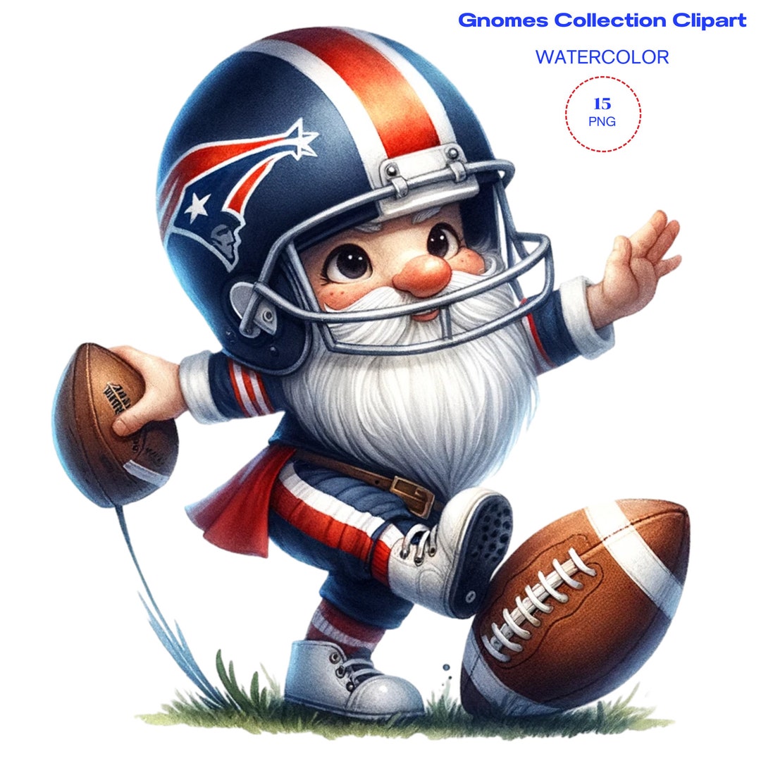 American Football Gnome Clipart, Cute Gnome Watercolor American ...