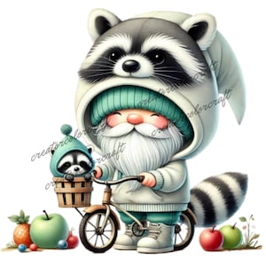Raccoon Lover Gnome Clipart, Digital Download,animal Farm Gnome ...