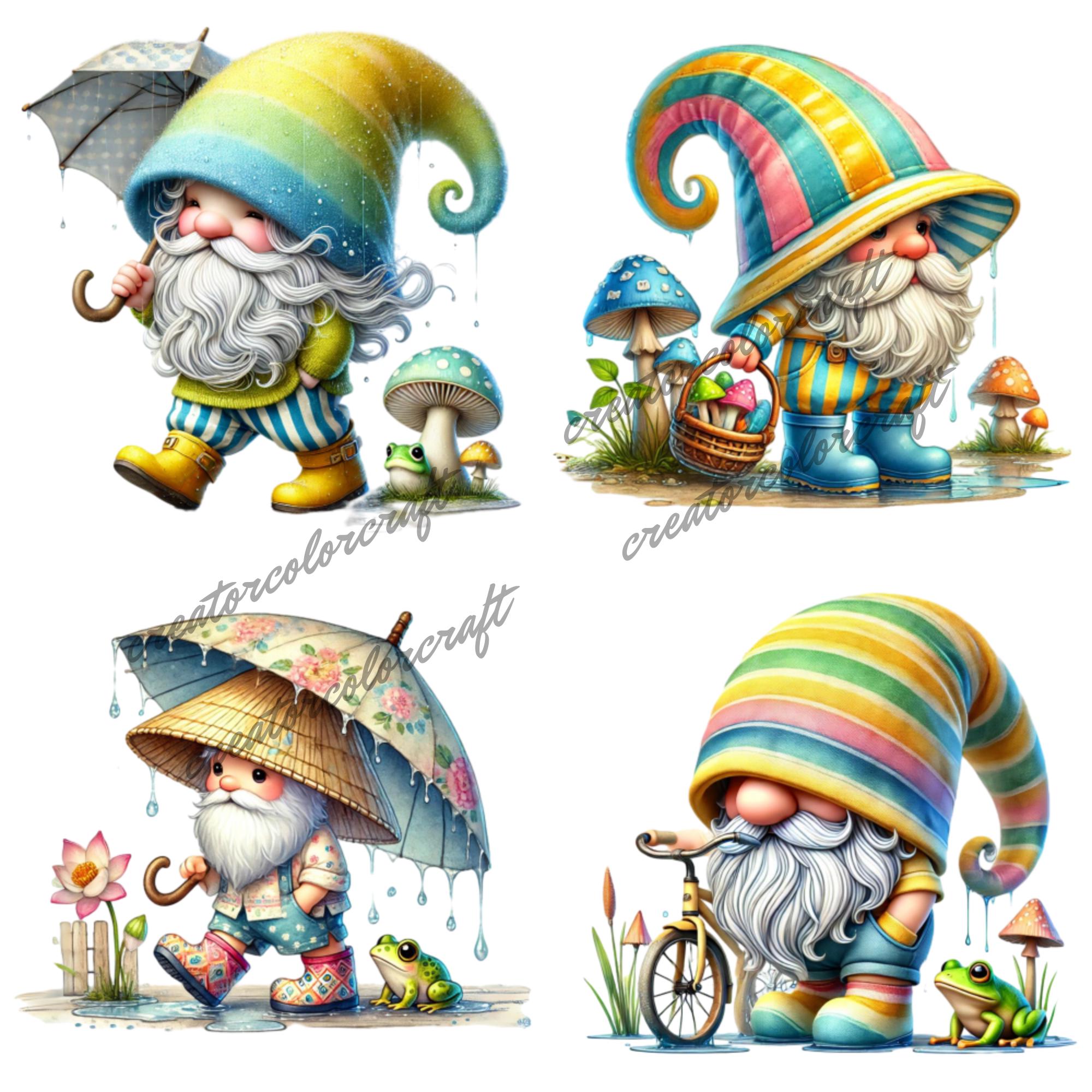Rainy Day Gnome Clipart, Cute Gnomes Clipart, Autumn Gnomes Clipart ...