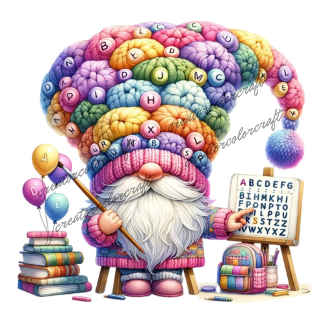 Teacher Gnome, Back to School Gnome, Watercolor Graduation Gnome ...