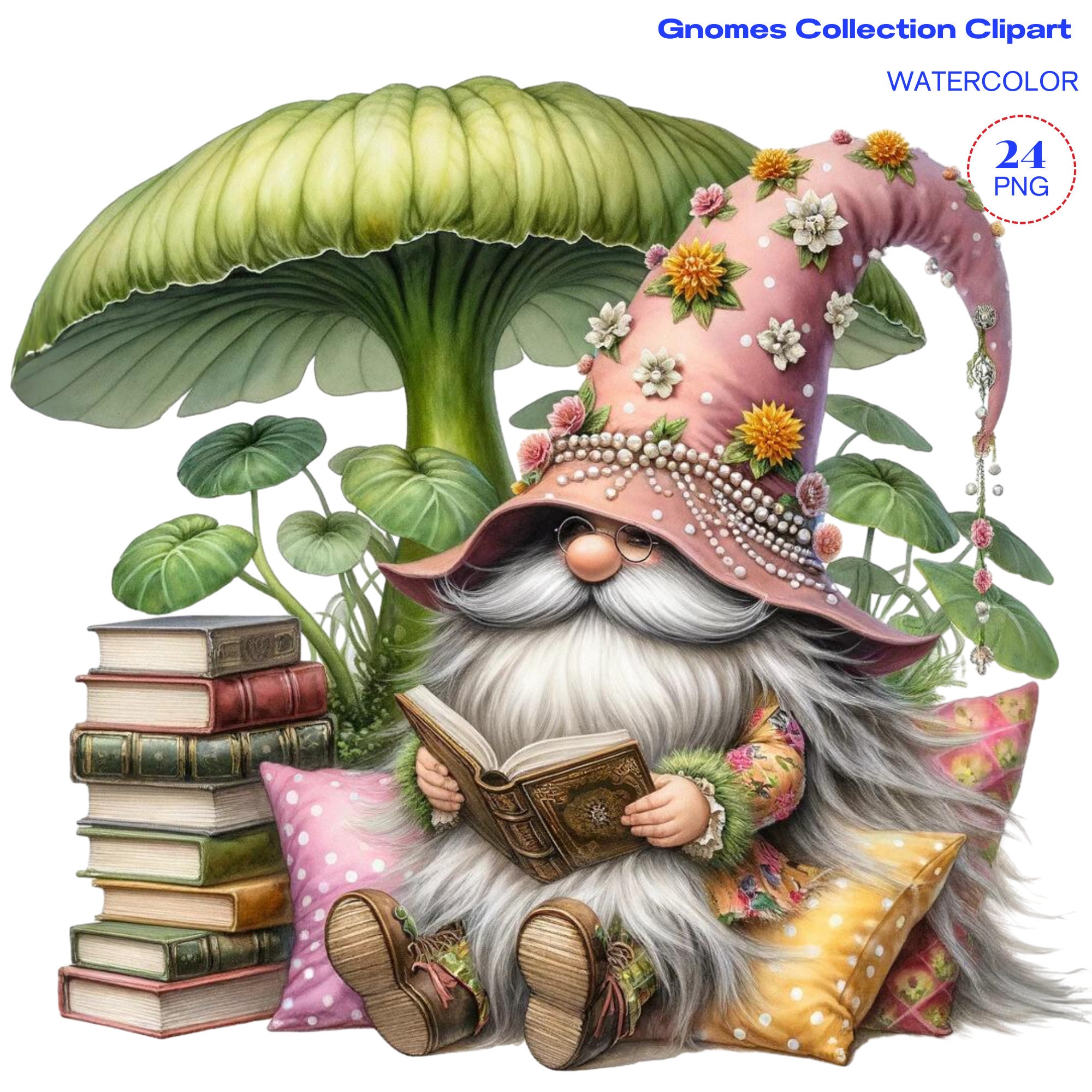 Reading Clipart, Cute Gnomes Clipart, Read Book Clipart, Planner ...