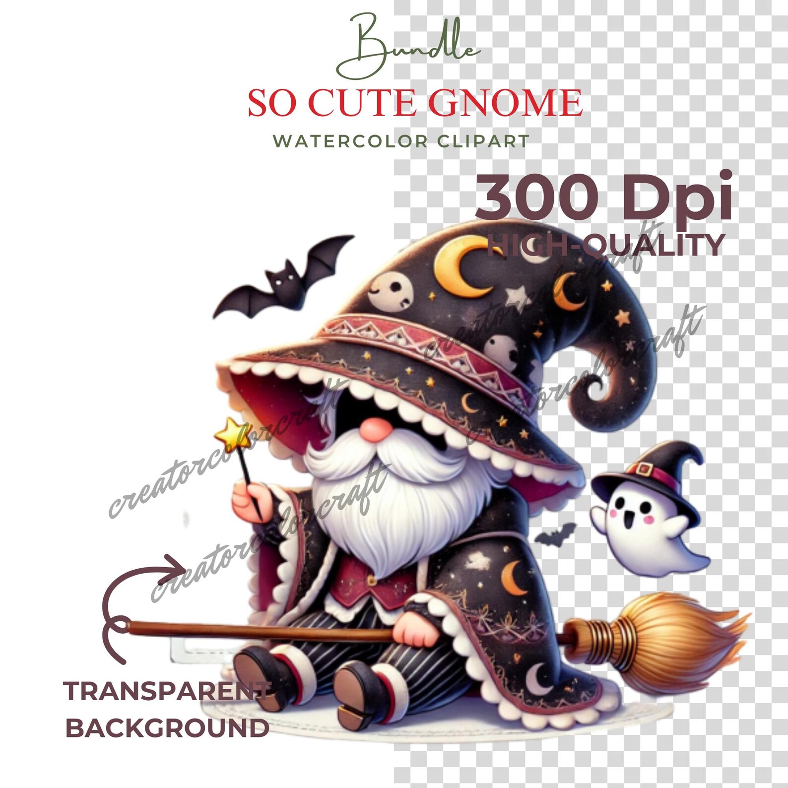 Halloween Gnome Clipart, Nursery Art, Digital Download, Card Making ...