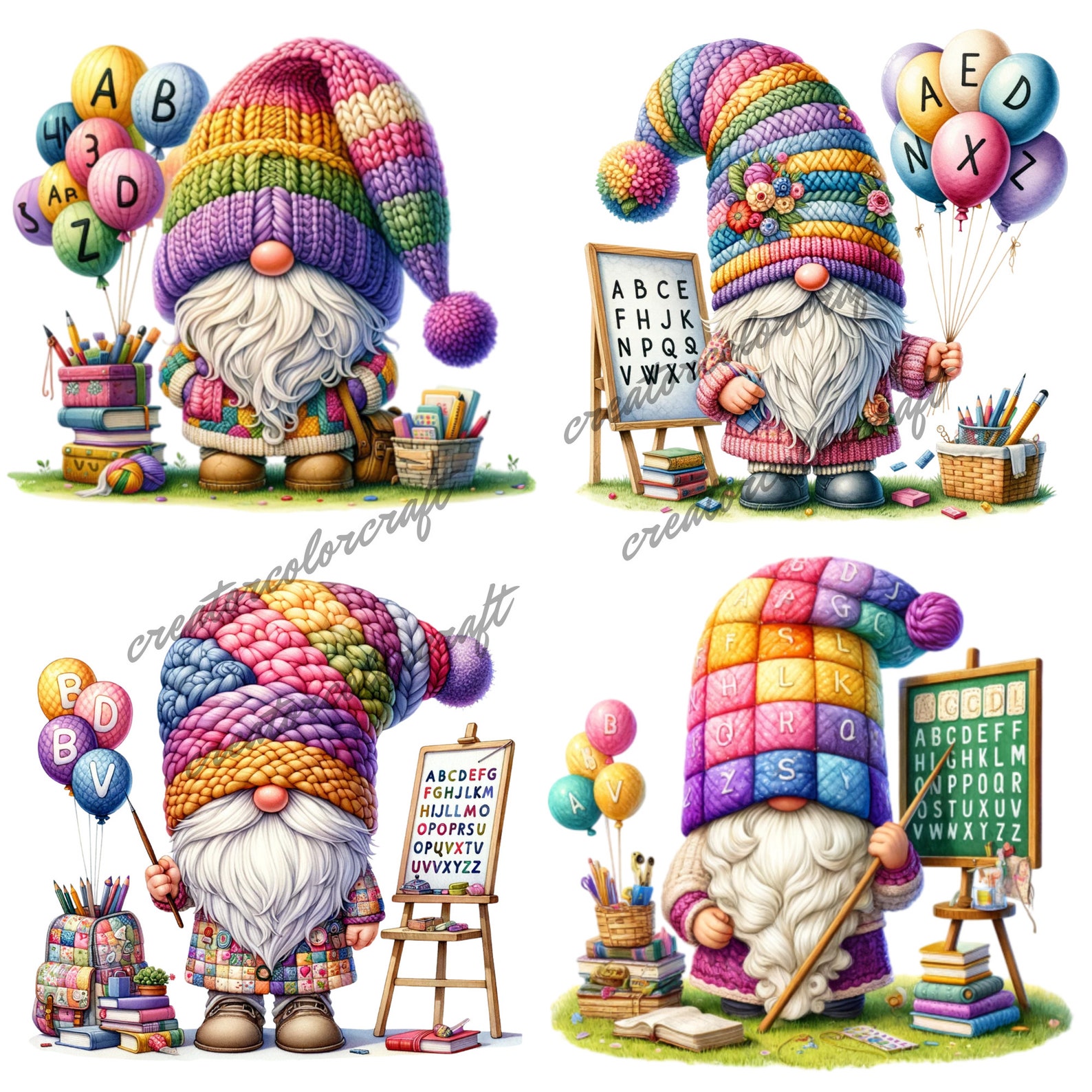 Teacher Gnome, Back to School Gnome, Watercolor Graduation Gnome ...