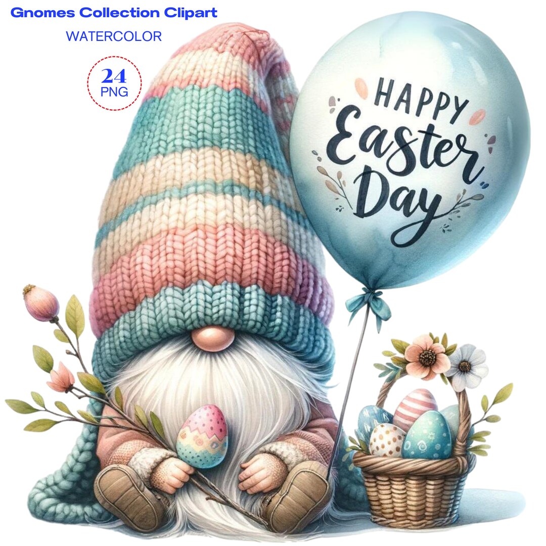 Easter Gnomes Clipart, 24 High Quality Pngs, Nursery Art, Digital ...