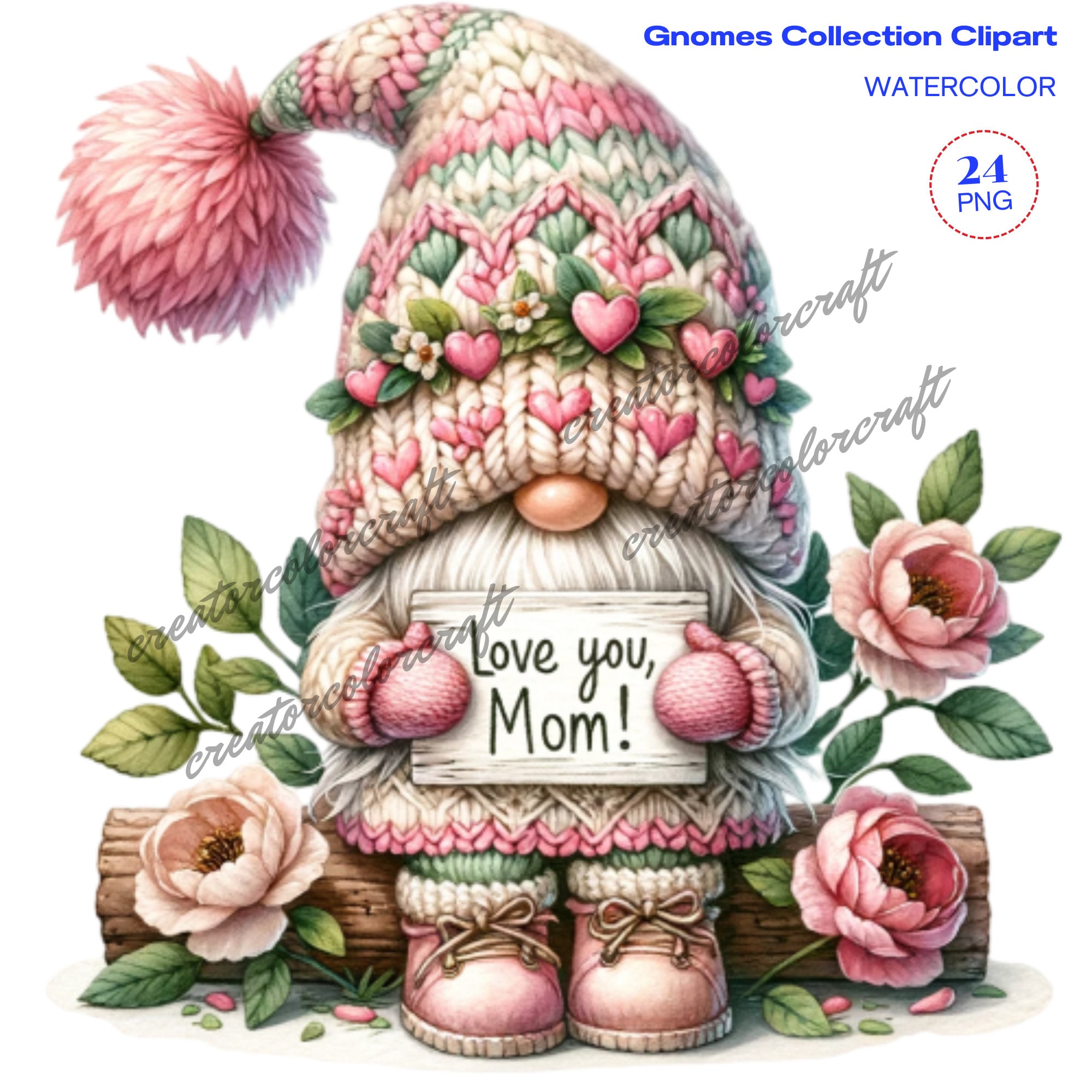 Mother's Day Gnome Bundle Clipart JPG, Digital Download, Card Making ...