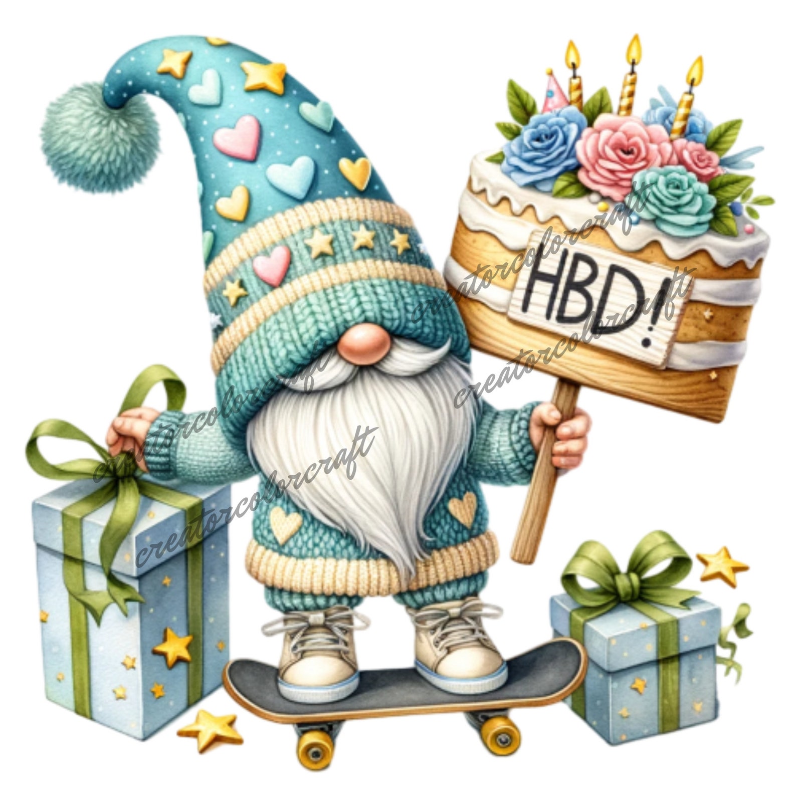 Birthday Gnome Clipart, Happy Birthday Gnome, Junk Journal, Card Making ...