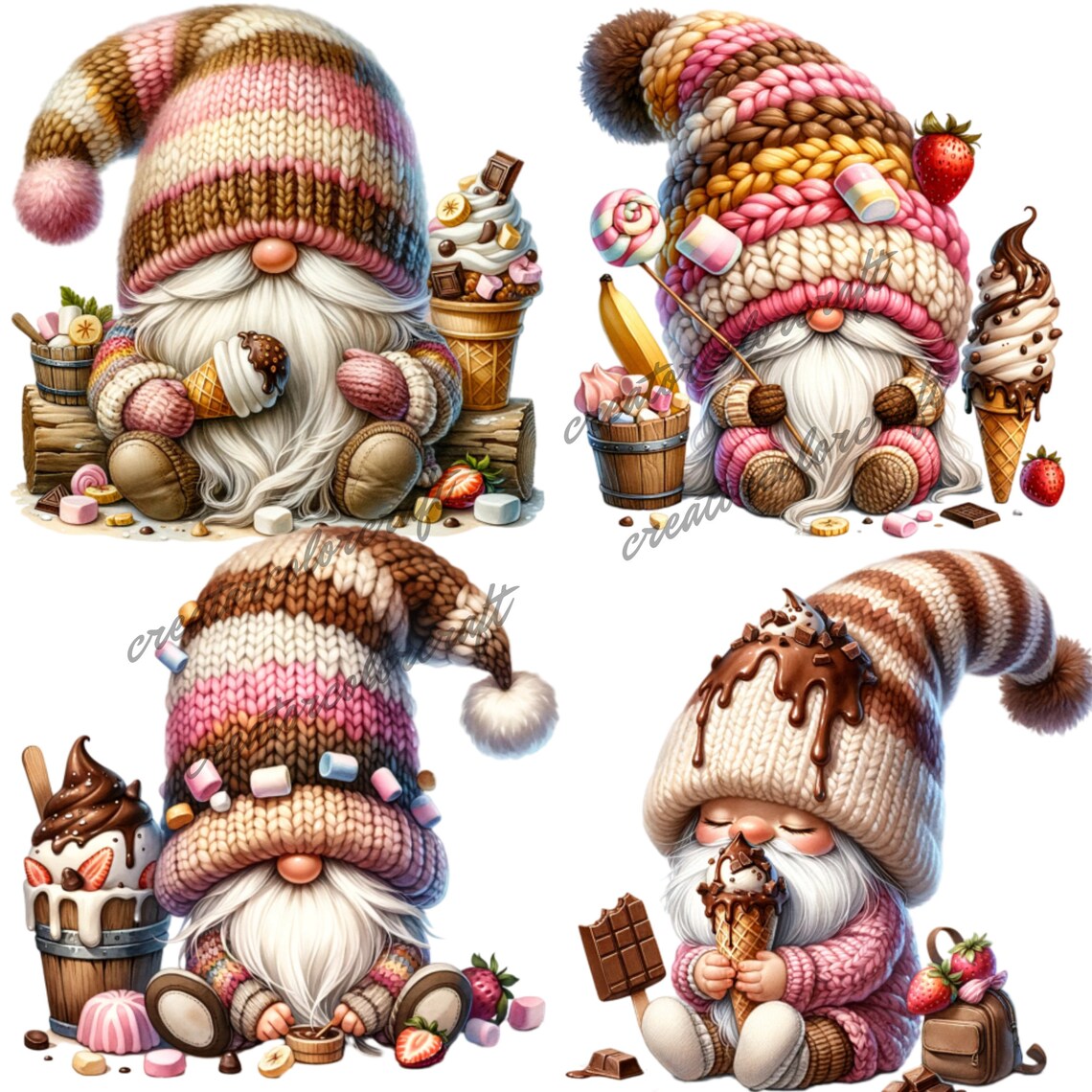 Ice Cream Gnome Clipart, Ice Cream Truck Gnome, Summer Gnome Clipart ...