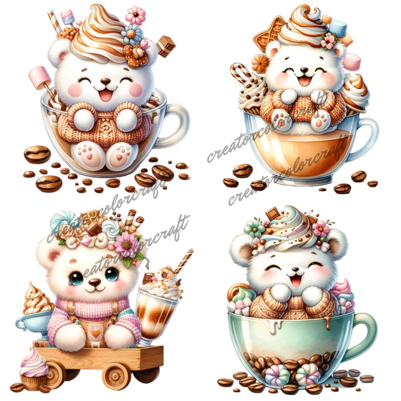 Coffee Bear Clipart, Watercolor Gnome, Watercolor Clipart Bundle ...