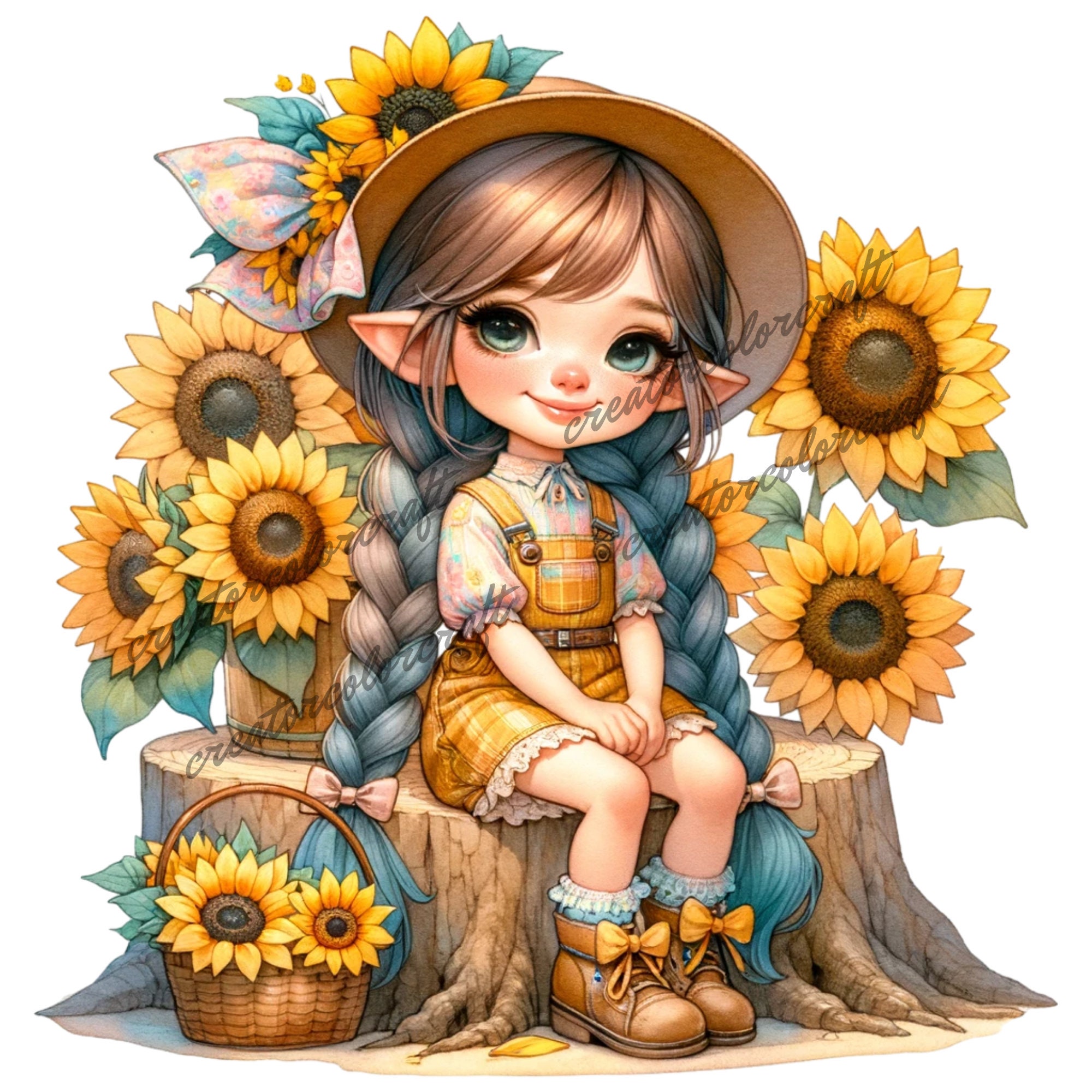 Sunflower Gnome Clipart, Bundle Png, Garden Clipart, Spring Gnome Png ...