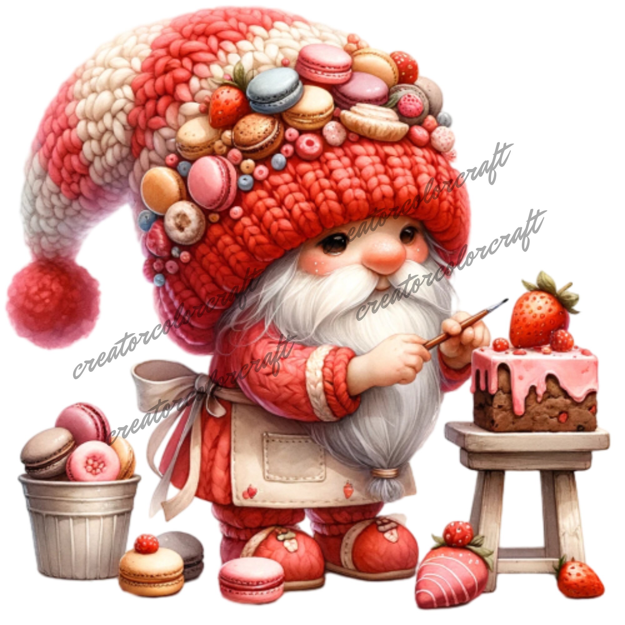 Baker Gnome, Gnome Pastry Chef Clipart, Summer Gnome Clipart, Camping ...