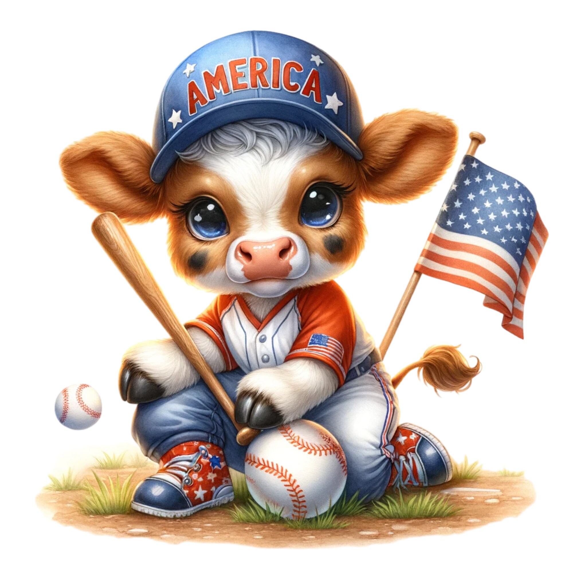 Patriotic Clipart, 4th of July Clipart, Cow Clip Art, 10 PNG Watercolor ...