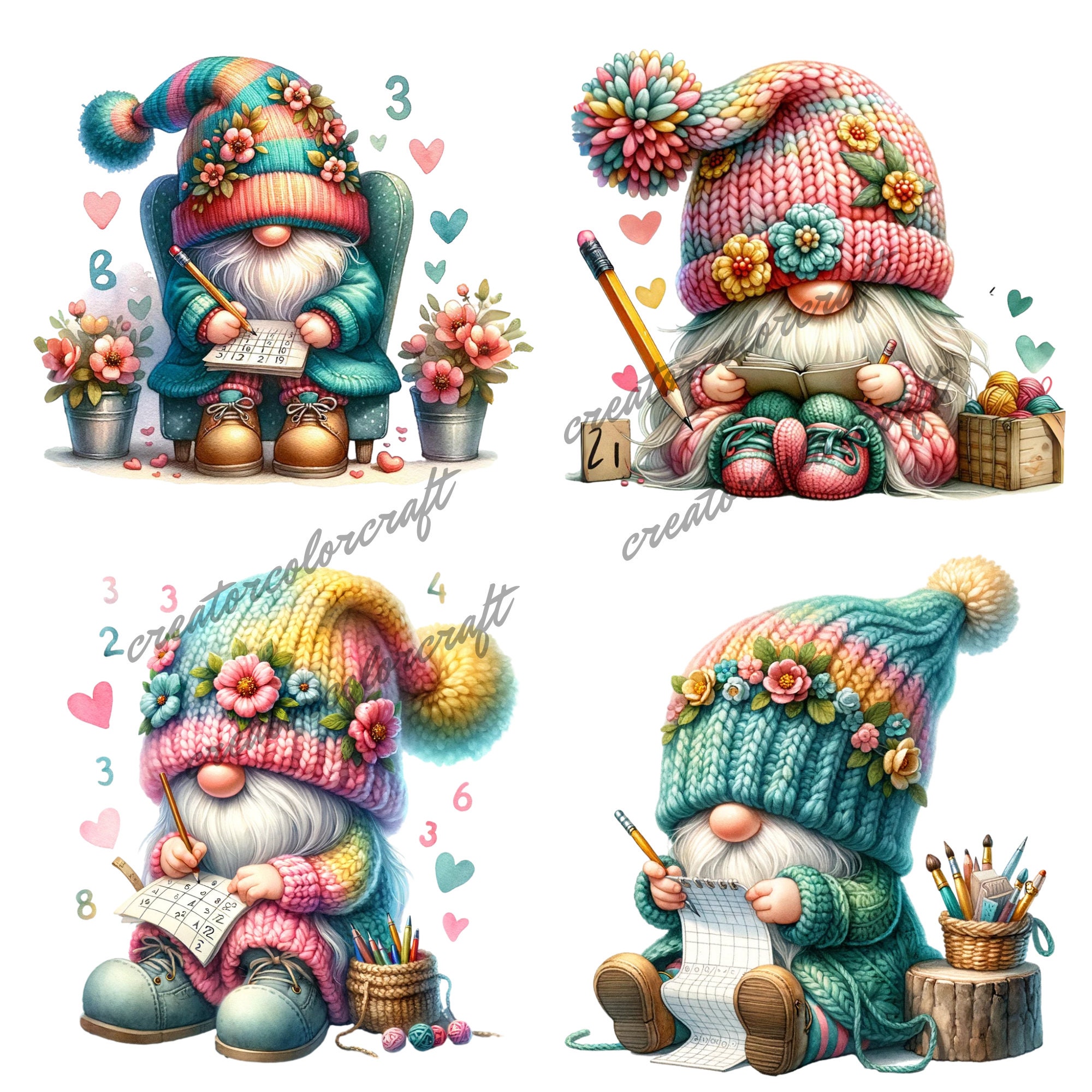 Planner Gnome, Gnome Clipart, Planner Clipart, Watercolor Planner ...