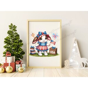 Patriotic Clipart, 4th of July Clipart, Rabbit Clipart, Patriotic Bunny ...