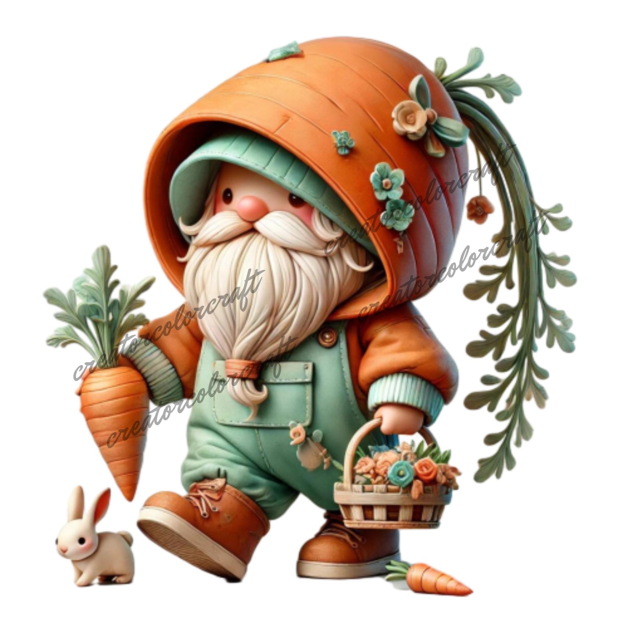 Rabbit Lover Gnome Clipart, Digital Download,animal Farm Gnome,easter ...