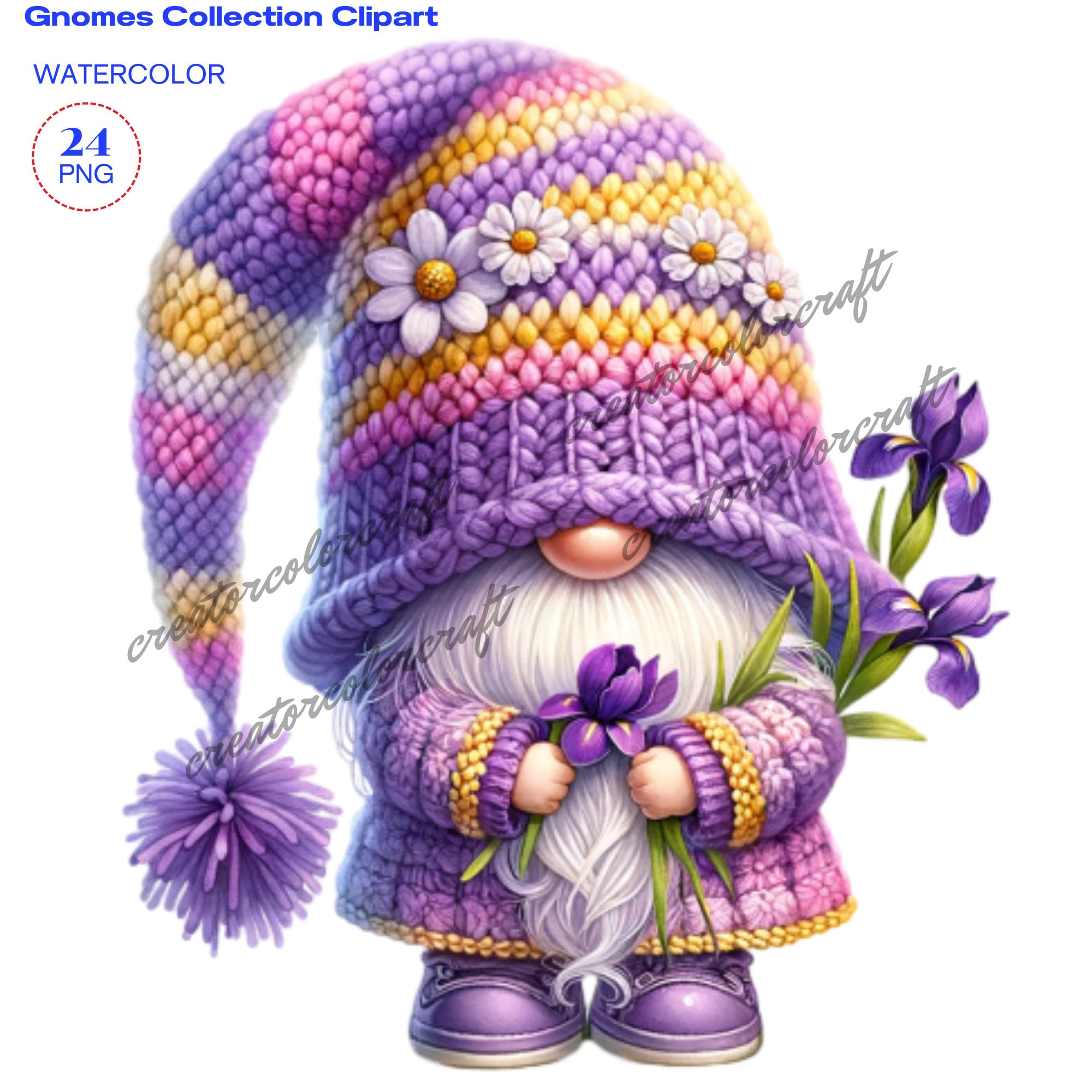 Iris Gnomes Clipart Bundle, Flowers Gnomes PNG, Bundle Png, Garden ...