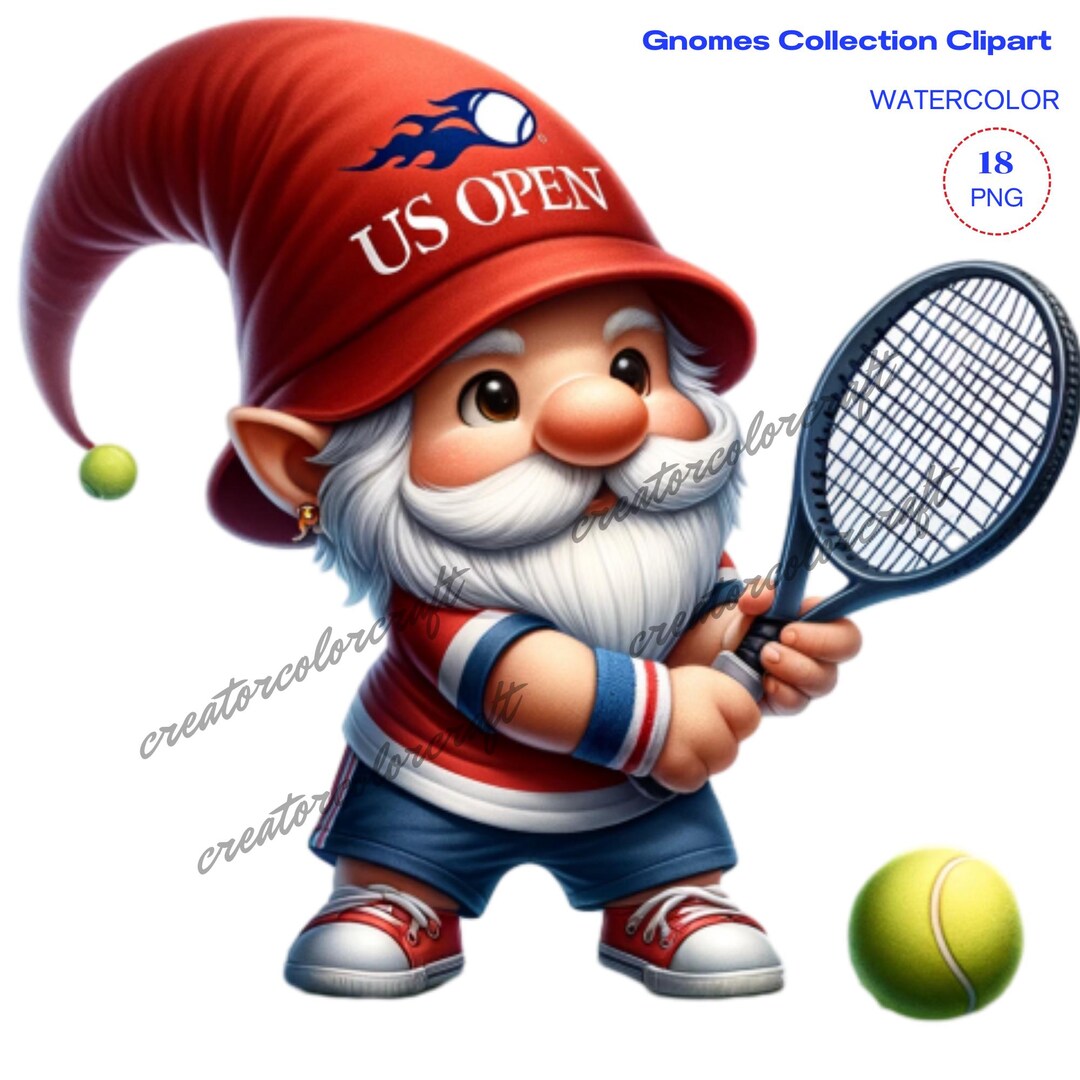 Tennis Gnome Clipart, Cute Gnome, Sports Gnome Clipart,gnomes ...